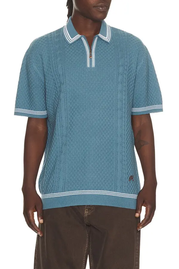 MALBON Navarro Polo In Blue - Aegean Blue