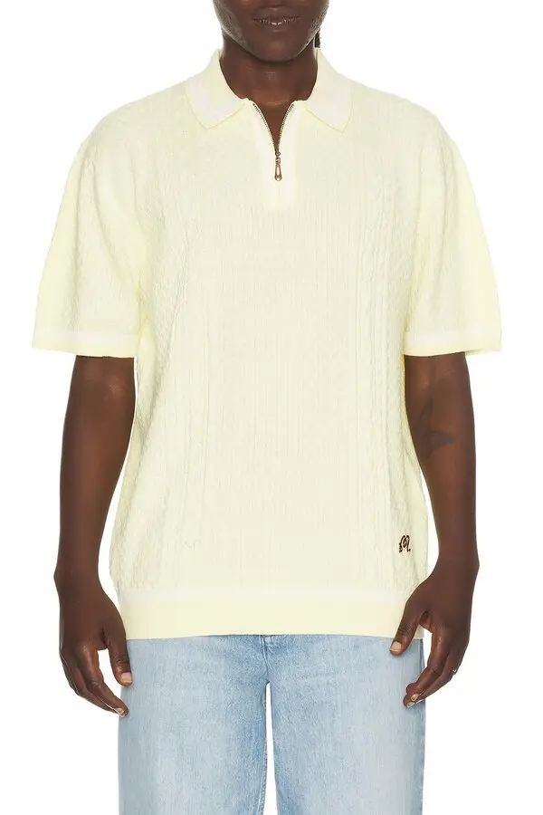 MALBON Navarro Polo In Blue - Wax Yellow