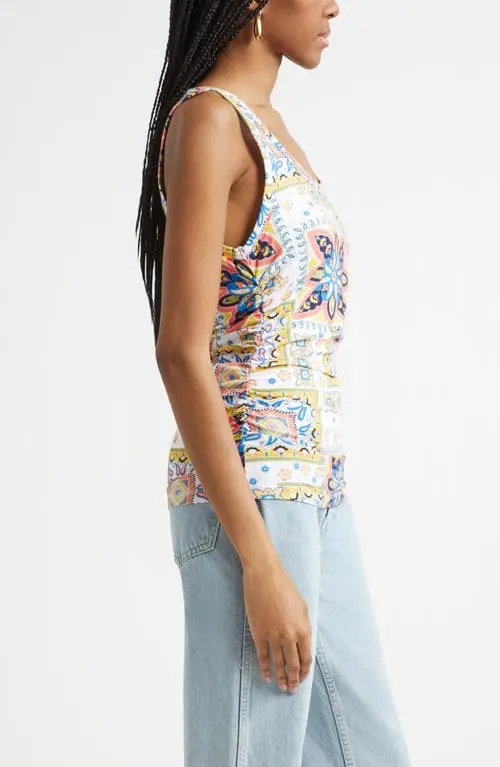 Ramy Brook Sleeveless Tile Print Top - White Piazza