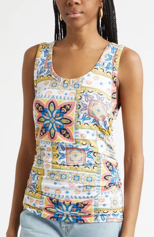 Ramy Brook Sleeveless Tile Print Top - White Piazza