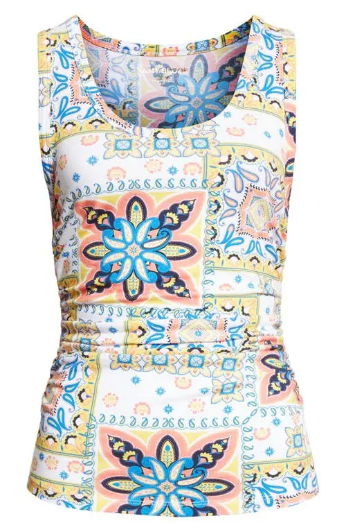 Ramy Brook Sleeveless Tile Print Top - White Piazza