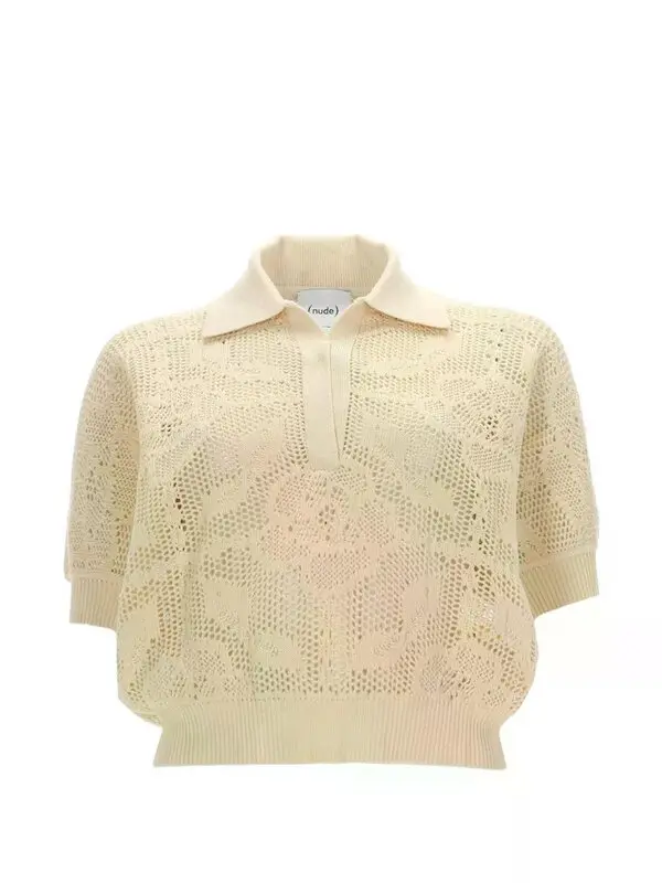 NUDE Crochet Knit Polo Shirt