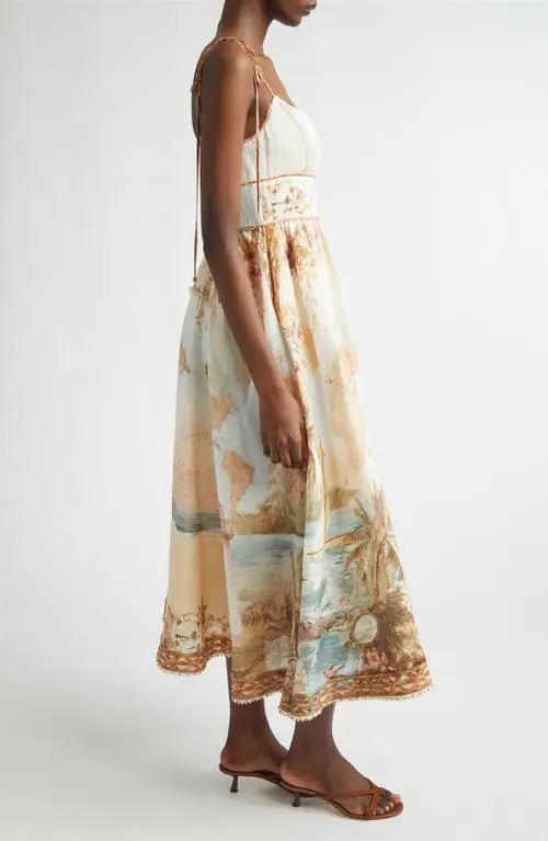 Zimmermann Mahon Linen Dress - Island Map Blue