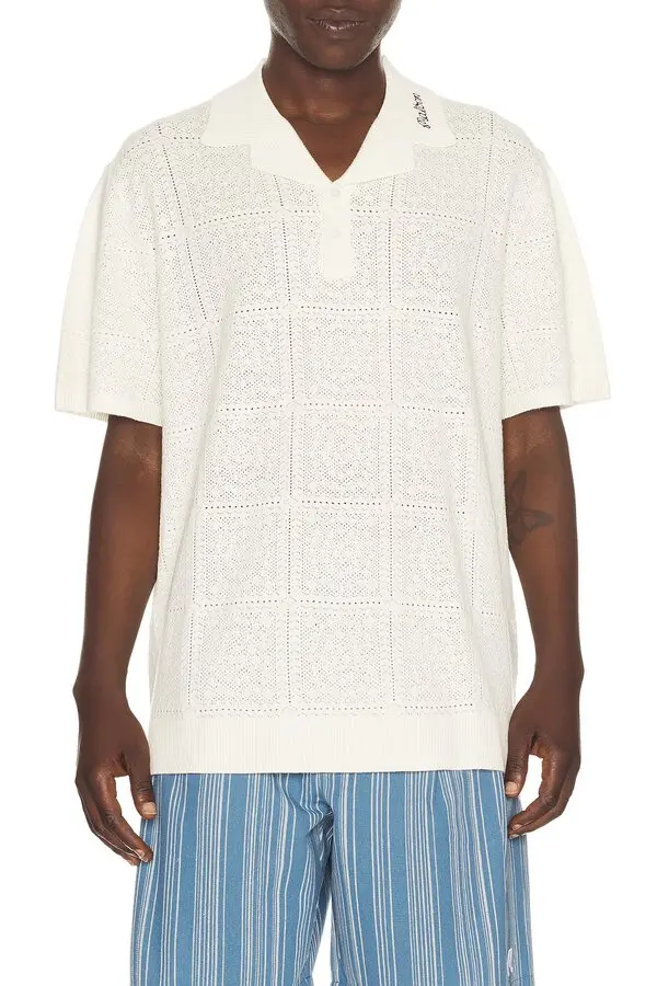 MALBON Resort Crochet Polo - Ivory