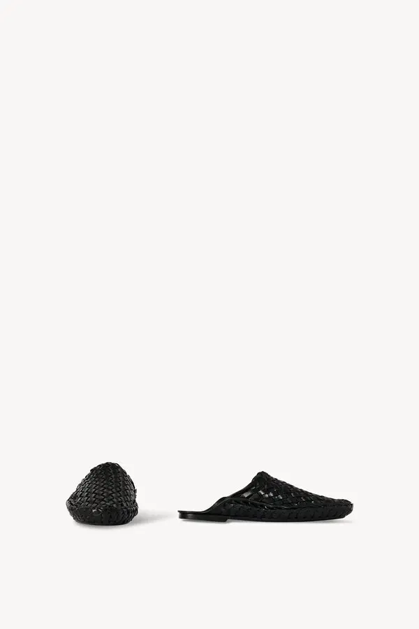 THE ROW Woven Leather Slip-on Shoes - Black