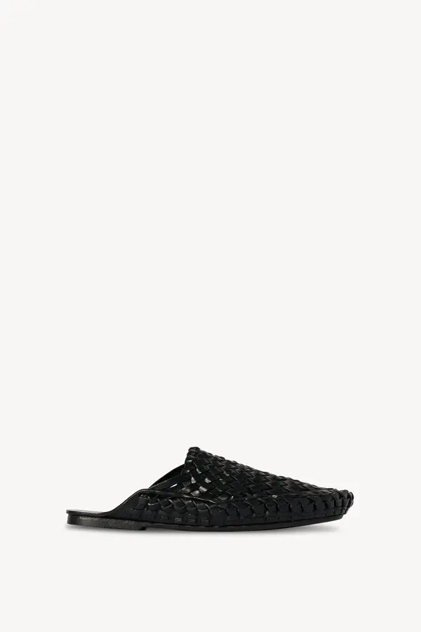 THE ROW Woven Leather Slip-on Shoes - Black