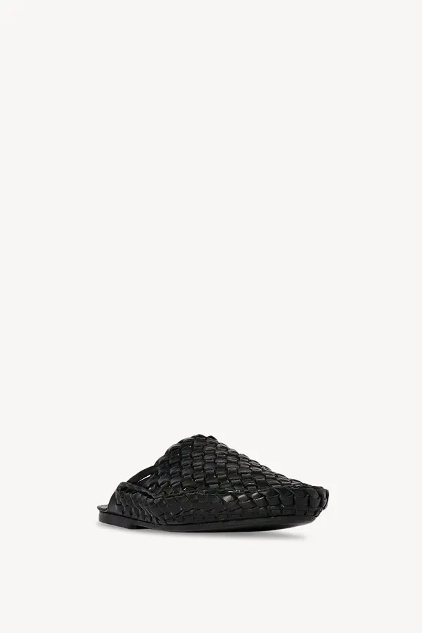 THE ROW Woven Leather Slip-on Shoes - Black