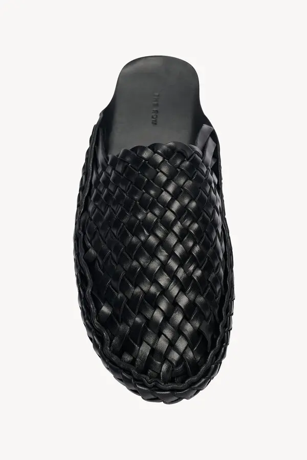 THE ROW Woven Leather Slip-on Shoes - Black