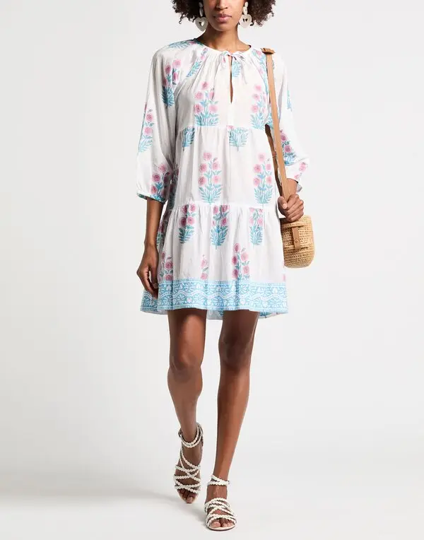 SZ BLOCKPRINTS Cotton Floral Print Kaftan Mini Dress