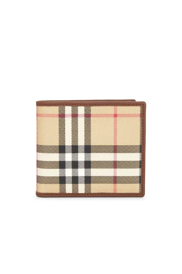 Burberry Pop Check Wallet In Brown - Archive Beige