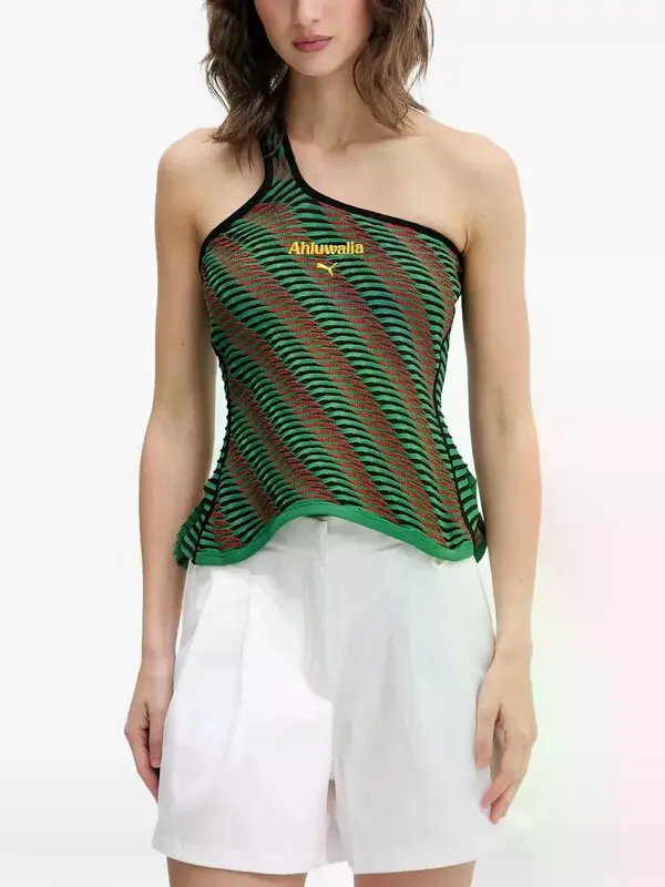 PUMA X Ahluwalia One-shoulder Logo-embroidered Top