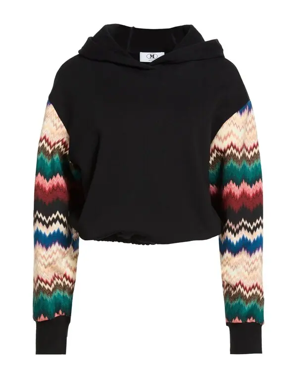 Missoni Cotton French Terry Hoodie With Multicolor Chevron Sleeves