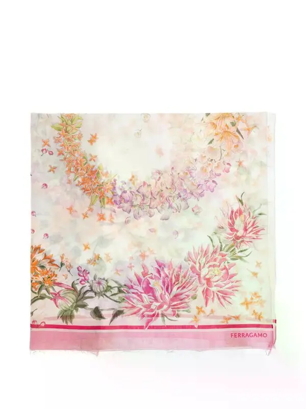 FERRAGAMO Floral-print Fringed Scarf