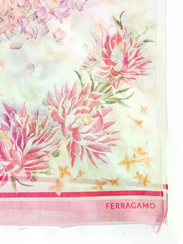 FERRAGAMO Floral-print Fringed Scarf