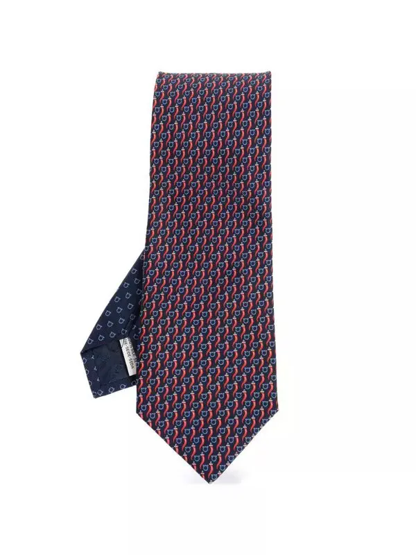 FERRAGAMO Gancini Chilli-print Silk Tie