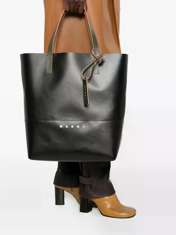 Marni Logo Print Tote Bag - Black