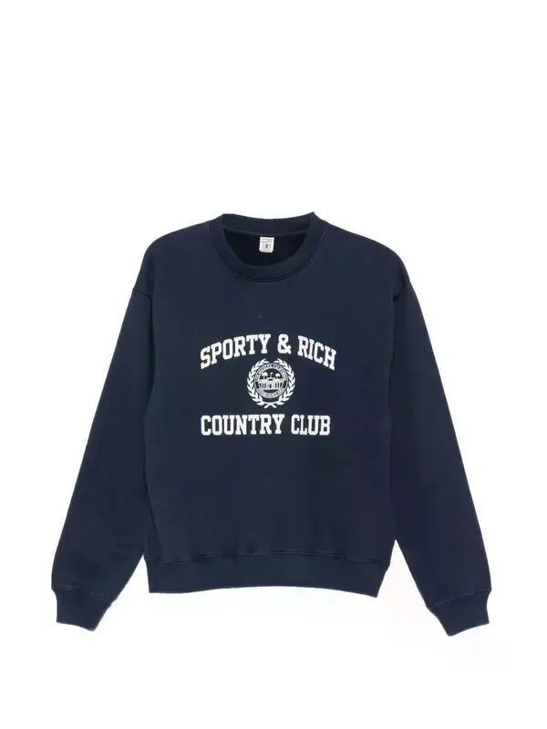 SPORTY & RICH Country Club Logo-print Sweater - Blue