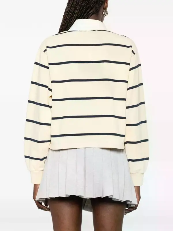 SPORTY & RICH Striped Polo Shirt - Neutrals