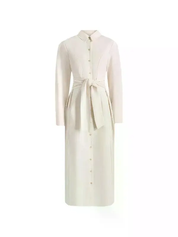 Manière De Voir Linen Midi Shirt Dress With Tie Waist - Neutrals