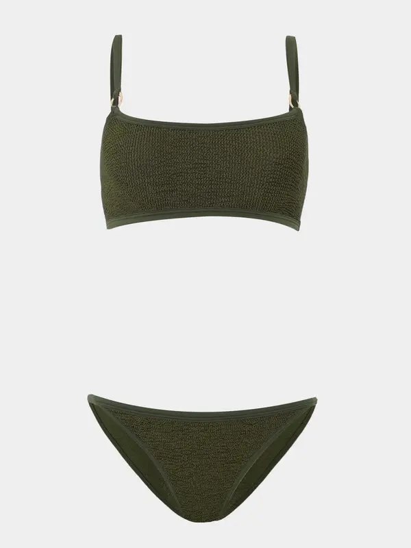 Hunza G Iris Bikini With Gold Hoops - Metallic Khaki