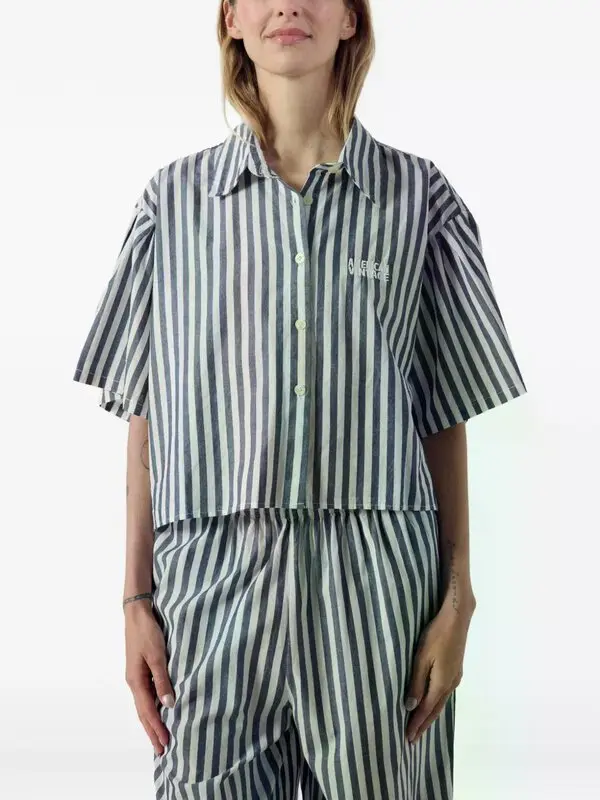 American Vintage Striped Embroidered Logo Shirt