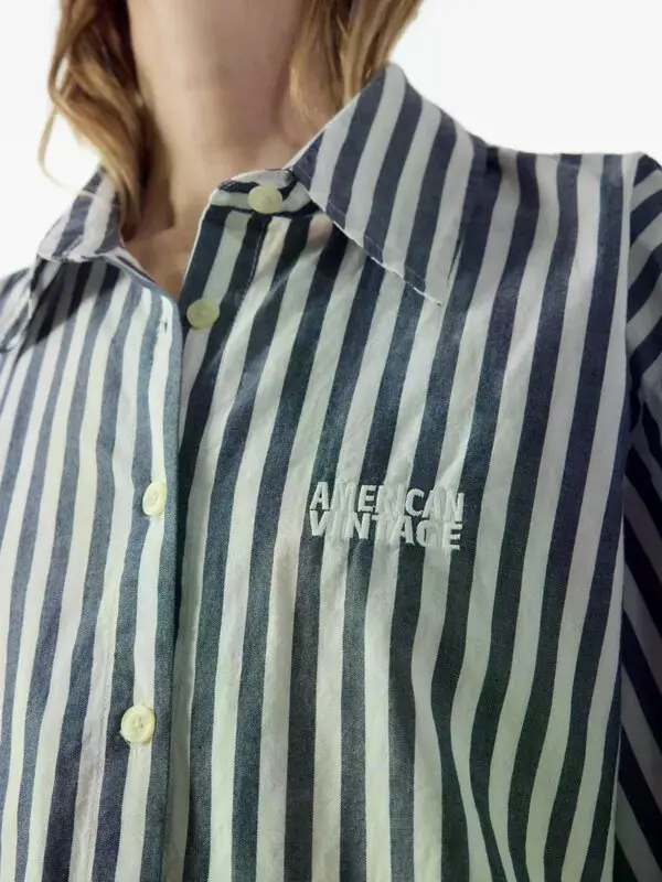 American Vintage Striped Embroidered Logo Shirt