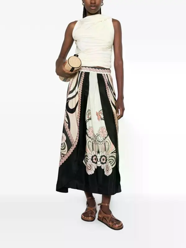 La DoubleJ Floral Print Midi Skirt