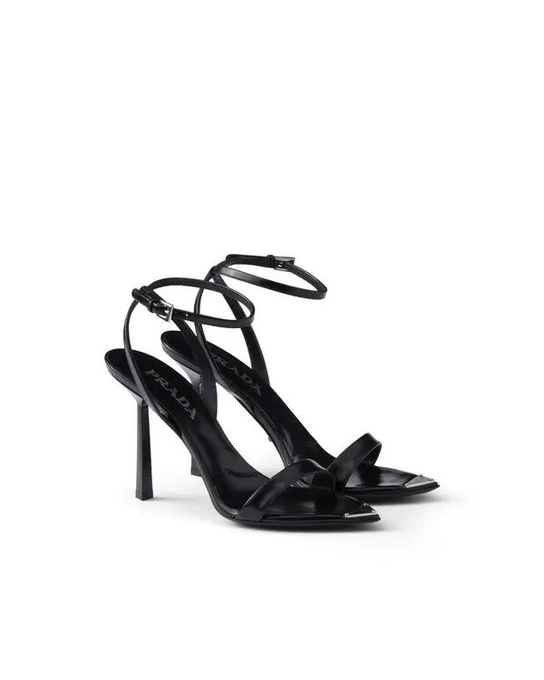 Prada Brushed Leather Sandals - Black