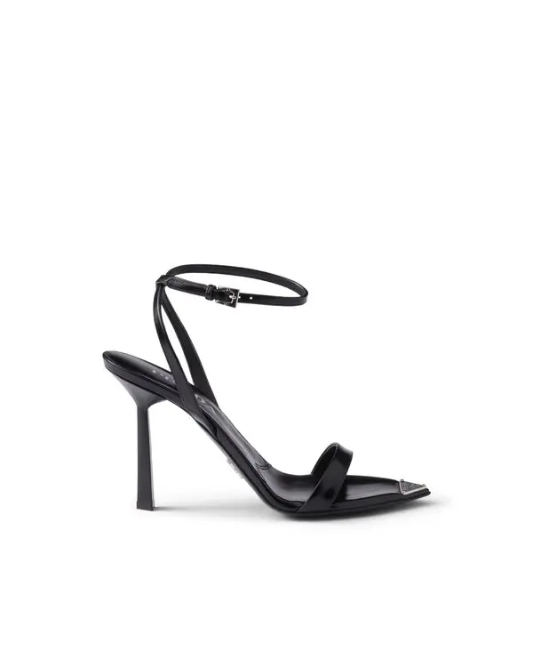 Prada Brushed Leather Sandals - Black
