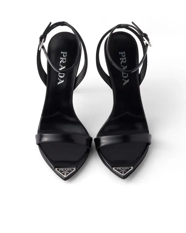 Prada Brushed Leather Sandals - Black