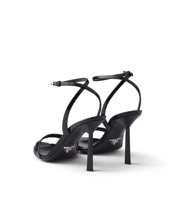 Prada Brushed Leather Sandals - Black
