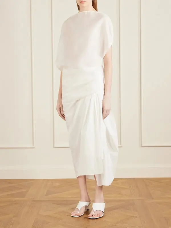 Khaite Poppi Cotton And Silk-blend Blouse - Neutrals