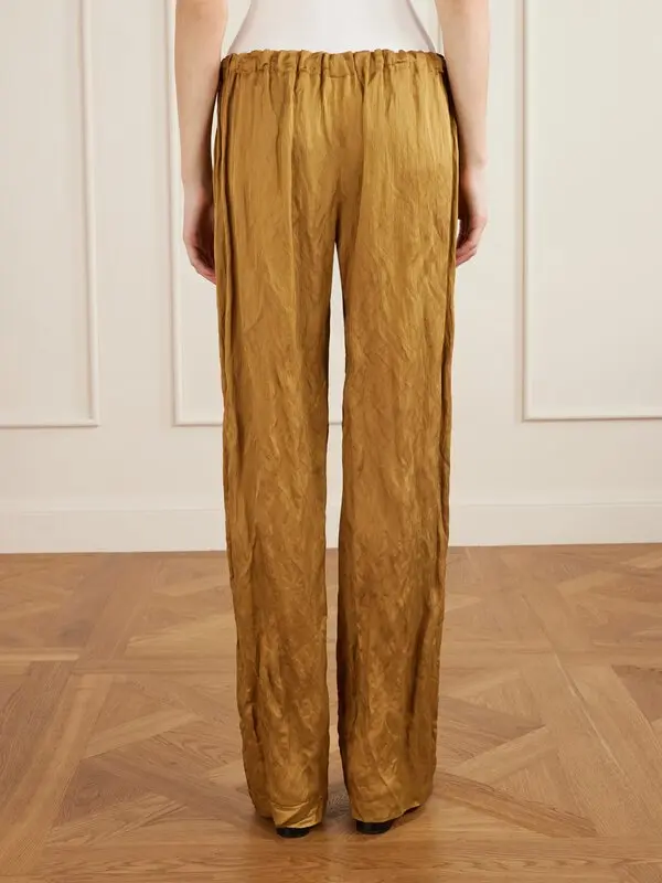 Khaite Rohen Crinkled-voile Drawstring Pants - Gold