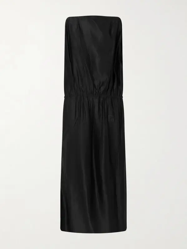 Khaite Tia Satin-twill Midi Dress - Black