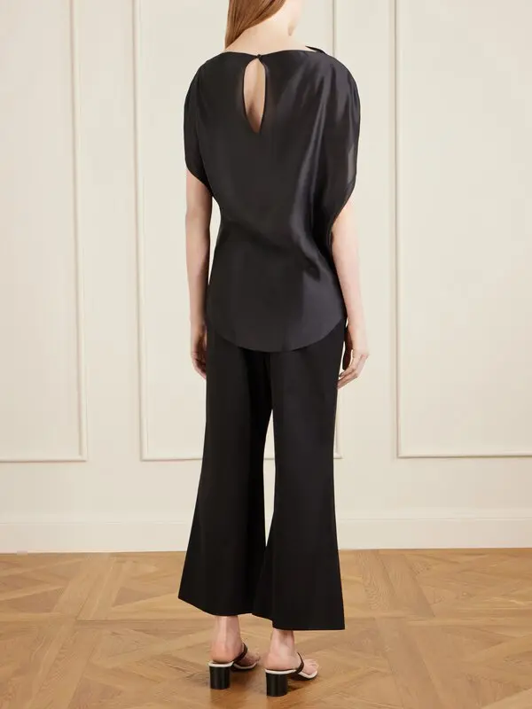 Khaite Poppi Satin Blouse - Black