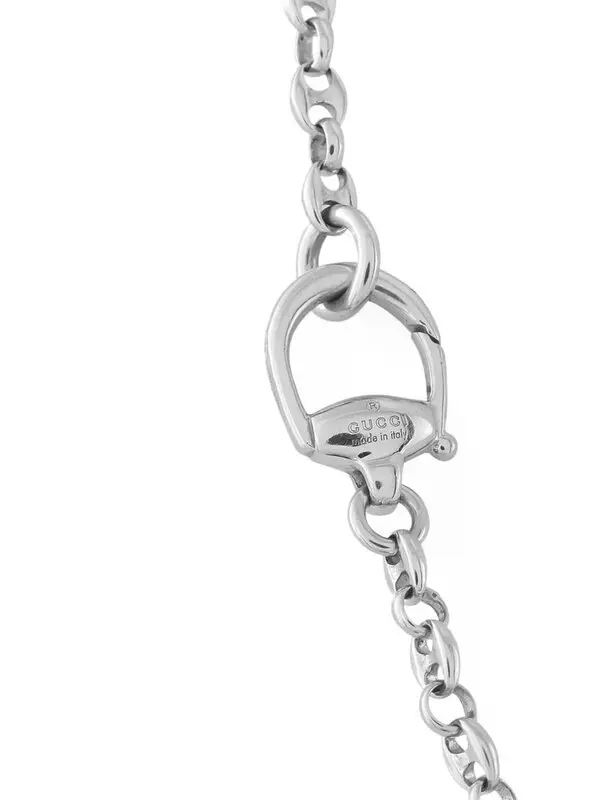 Gucci 18k White Gold Diamond Horsebit Necklace
