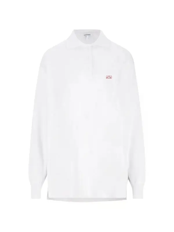 Loewe Cashmere And Silk Blend Polo Sweater - White