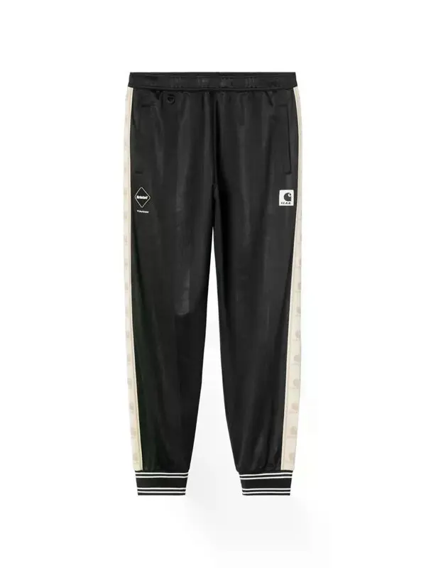 Carhartt Work In Progress Logo-stripe Ribbed-cuff Track Pants - Black