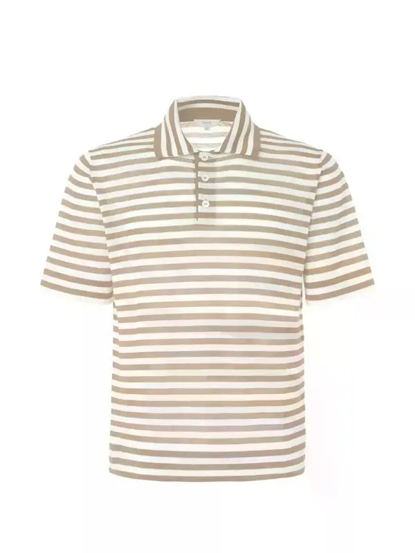 Malo Striped Short-sleeve Polo Shirt - Neutrals