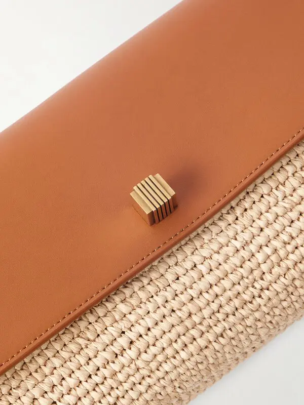 Khaite Audrey Raffia And Leather Clutch