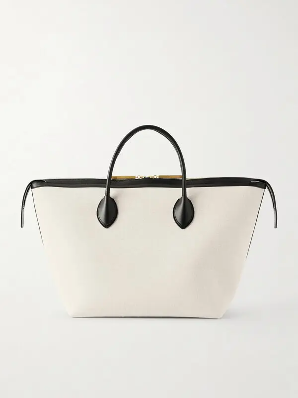 Khaite Kasia Medium Canvas And Leather Trimmed Tote