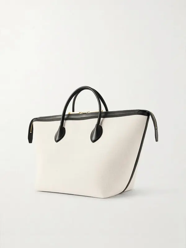 Khaite Kasia Medium Canvas And Leather Trimmed Tote