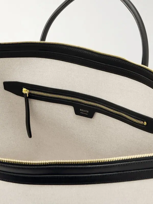 Khaite Kasia Medium Canvas And Leather Trimmed Tote