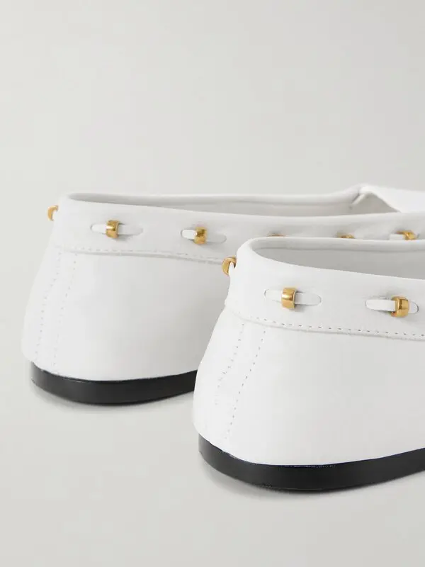 Khaite Milly Embellished Whipstitched Textured-leather Loafers - Neutrals