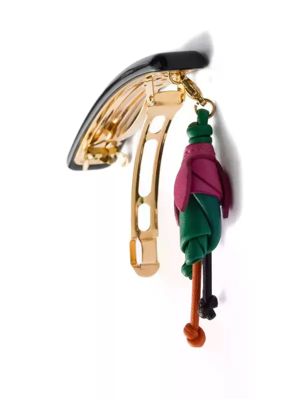 Prada Enameled Metal Triangle Logo Hair Clip