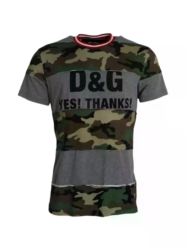 Dolce & Gabbana Camouflage Patchwork Logo T-shirt - Brown