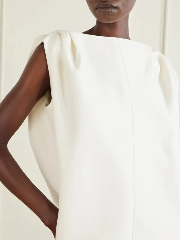 Balenciaga Gathered Wool And Silk-blend Midi Dress - White