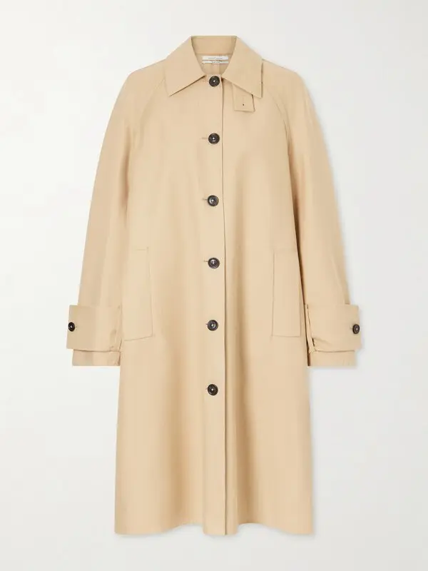 Another Tomorrow Balmacaan Double-face Cotton Long Coat - Neutrals