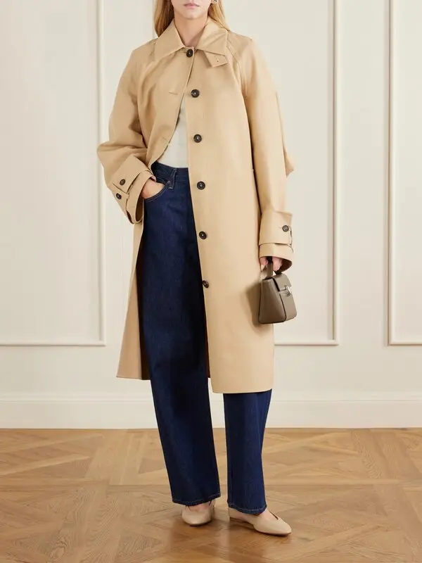 Another Tomorrow Balmacaan Double-face Cotton Long Coat - Neutrals