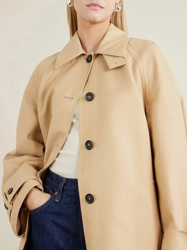 Another Tomorrow Balmacaan Double-face Cotton Long Coat - Neutrals